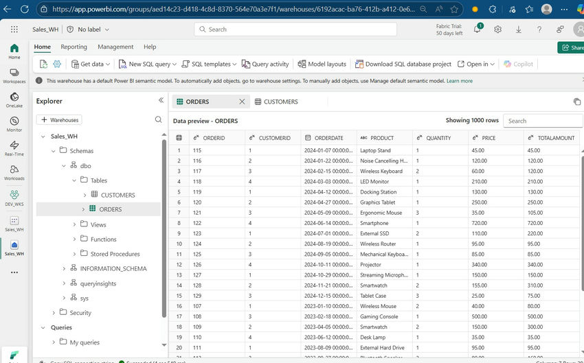 Creating a Semantic Model in Microsoft Fabric Warehouse
